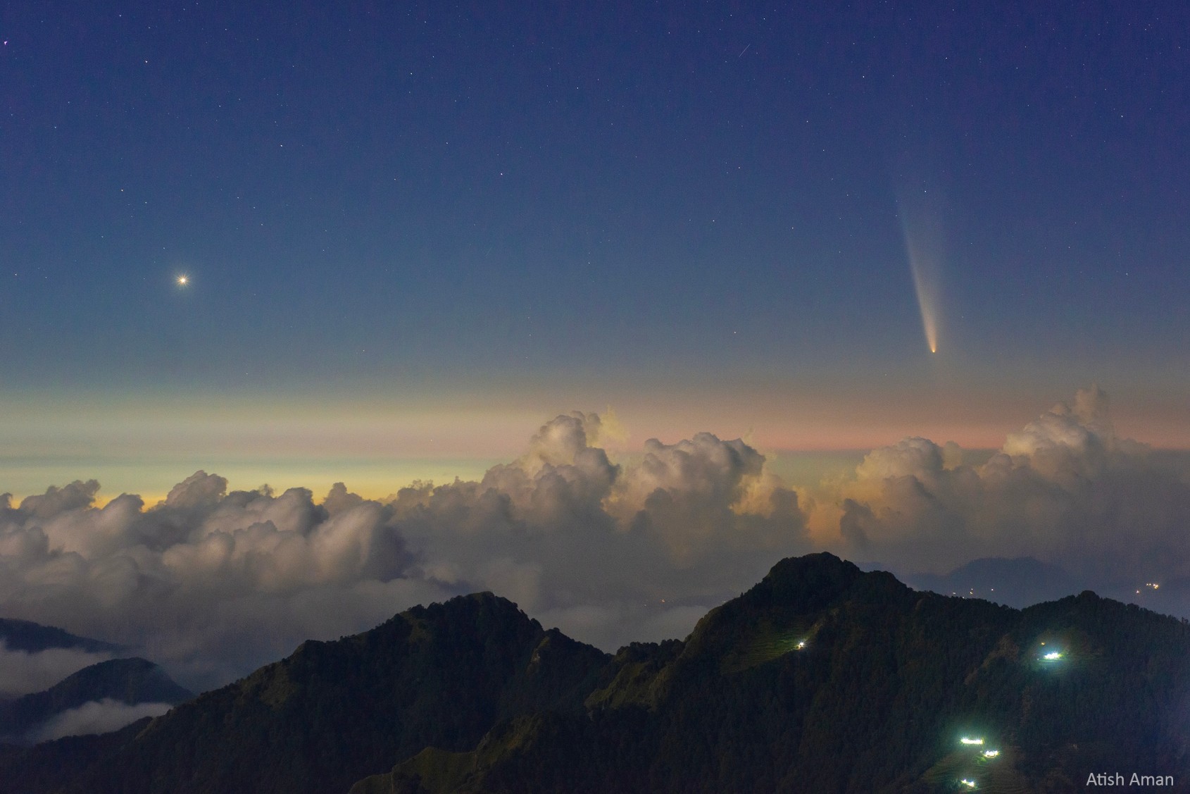 Comet Tsuchinshan Atlas and Venus from surkanda devi - Sky & Telescope