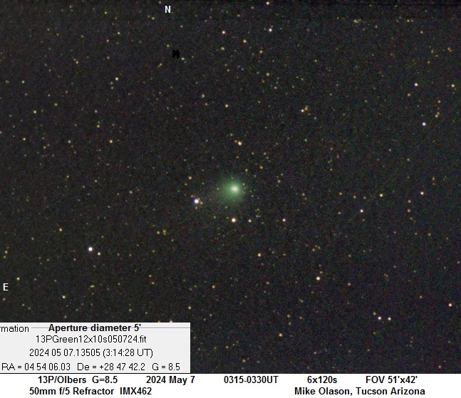 Comet 13P/Olbers 2024 May 7 - Sky & Telescope - Sky & Telescope
