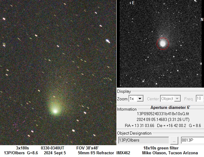 Comet 13P/Olbers on 2024 September 5 - Sky & Telescope