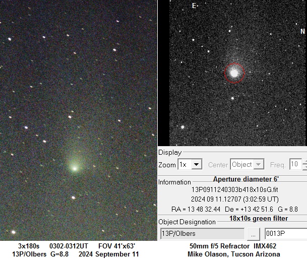 Comet 13P/Olbers on 2024 September 11 - Sky & Telescope