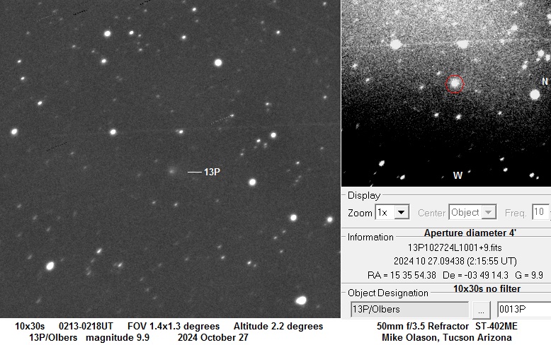 Comet 13P/Olbers 2024 October 27 - Sky & Telescope