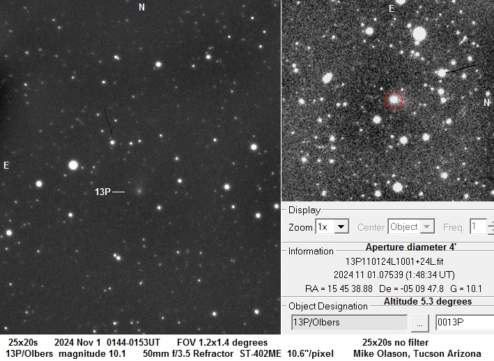 Comet 13P/Olbers 2024 November 1 - Sky & Telescope - Sky & Telescope