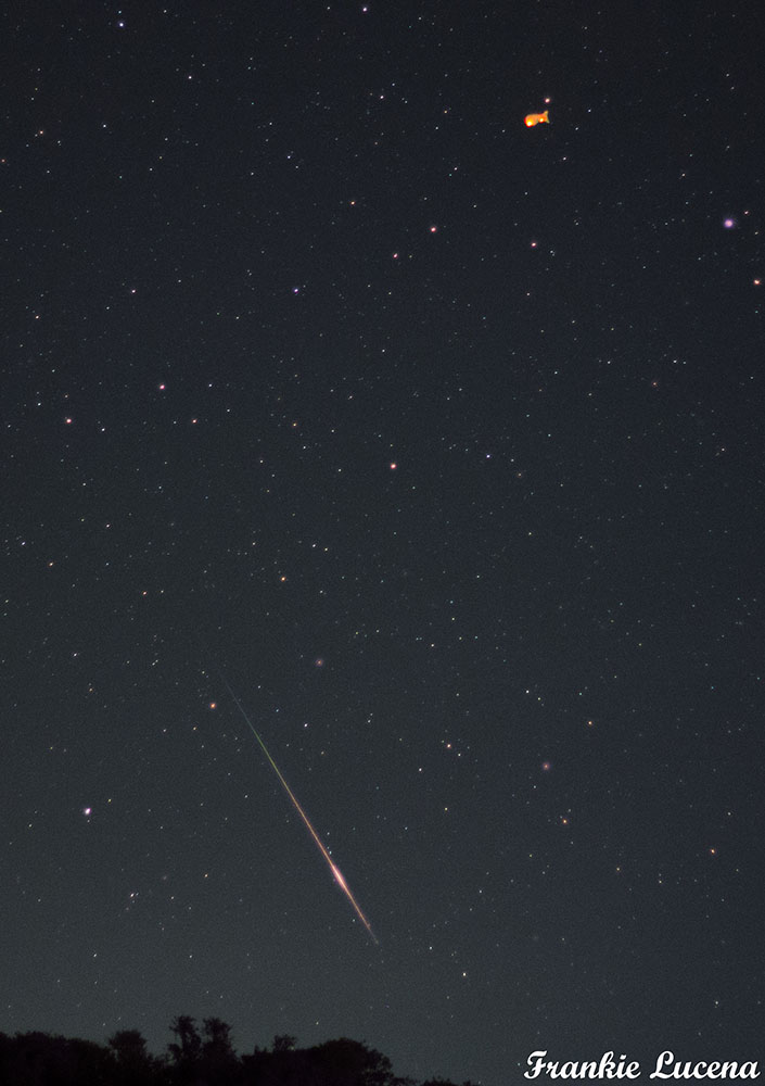 Colorful Perseid Meteor and an Aerostat - Sky & Telescope