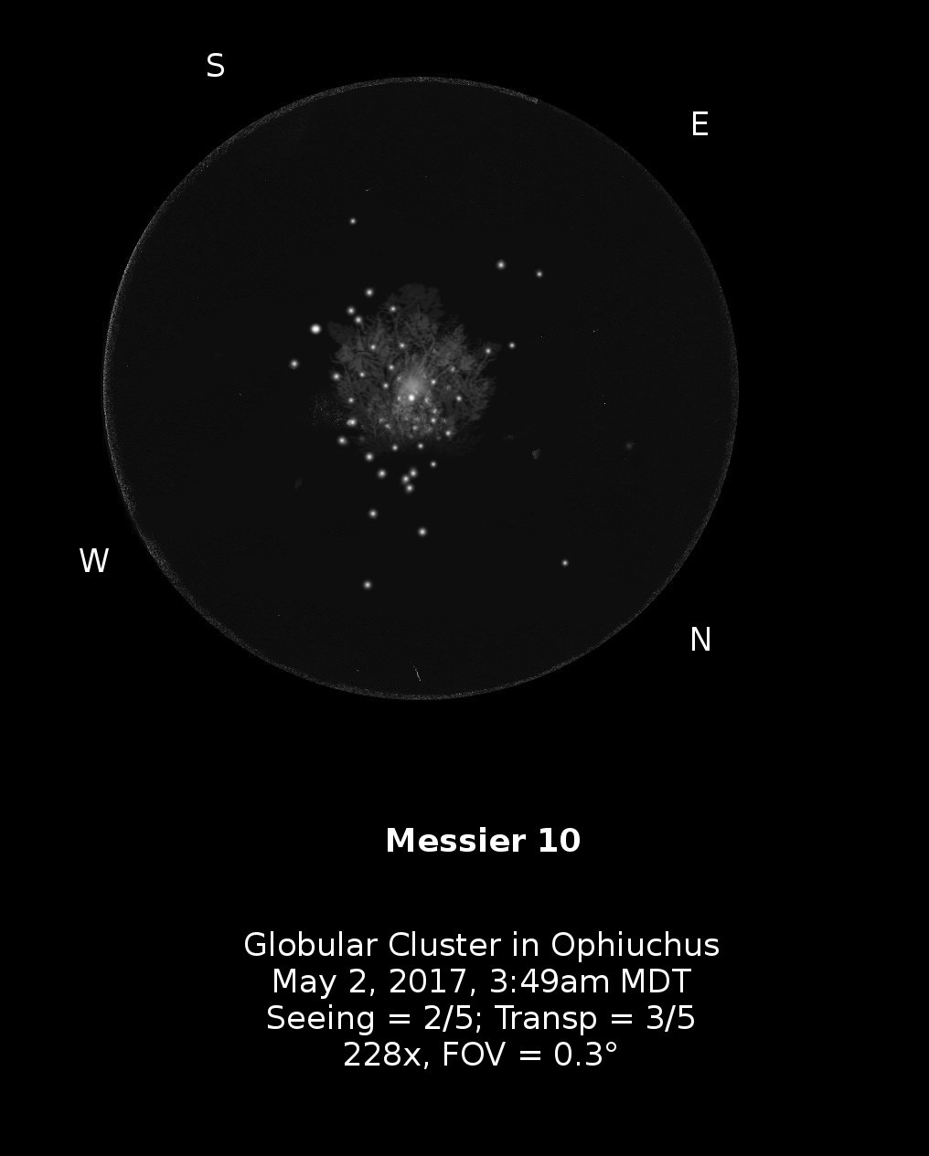 Messier 10 Globular Cluster in Ophiuchus - Sky & Telescope