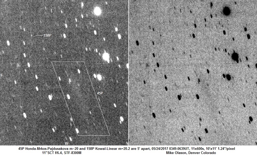 Comet 45P Honda-Mrkos-Pajdusakova approaching Comet 158P Kowal-Linear ...