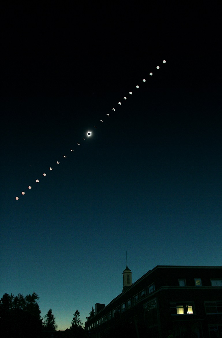 Eclipse timelapse taken at Willamette University in Salem, composite of ...