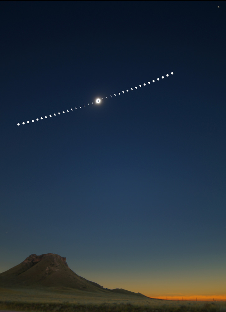 Wideangle composite of solar eclipse - Sky & Telescope