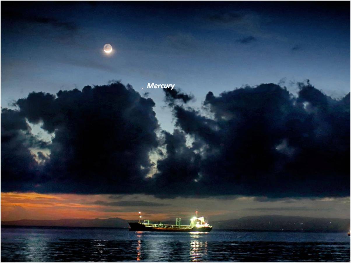 Waning cresent Moon and Mercury - Sky & Telescope