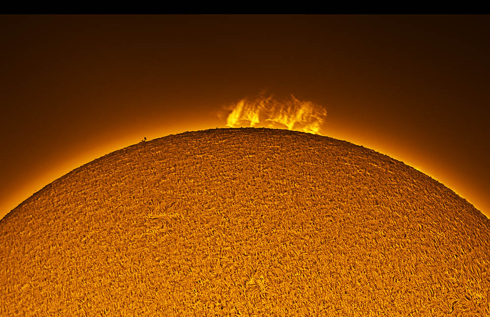 Solar image with huge prominence - Sky & Telescope