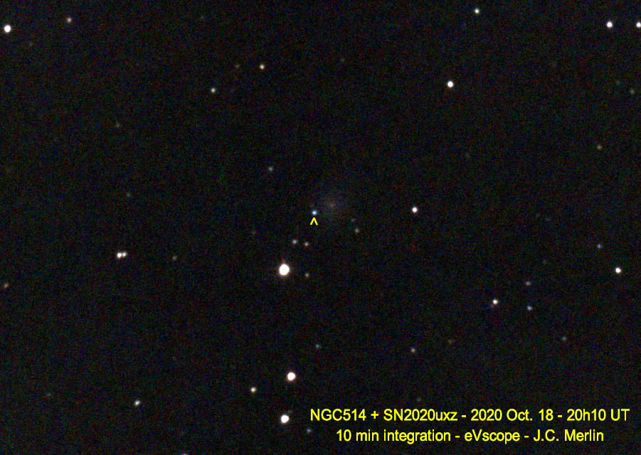 Galaxy NGC 514 (Pisces) with supernova 2020uxz on 2020 October 18 - Sky ...