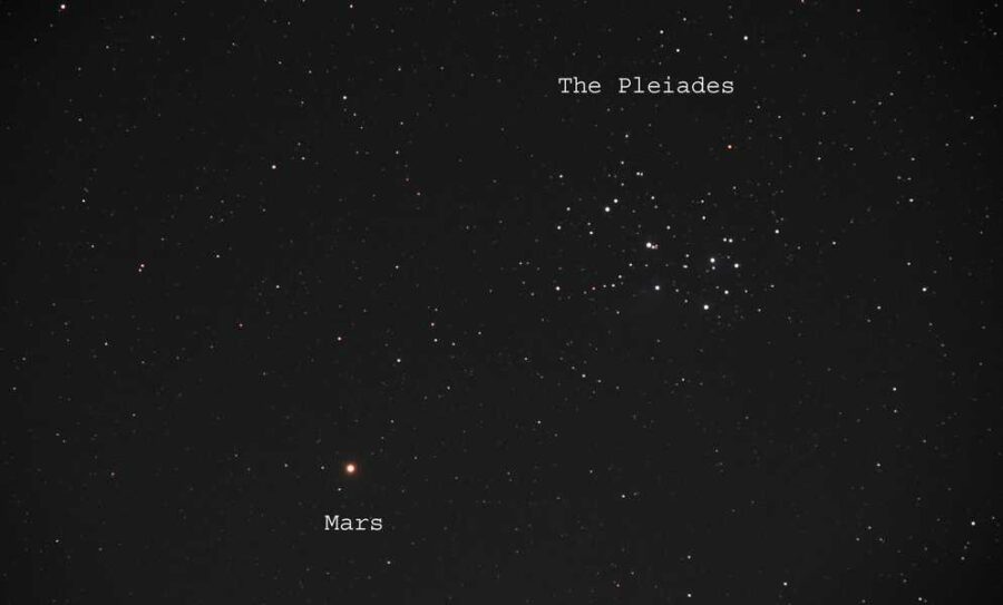 Mars next to The Pleides - Sky & Telescope