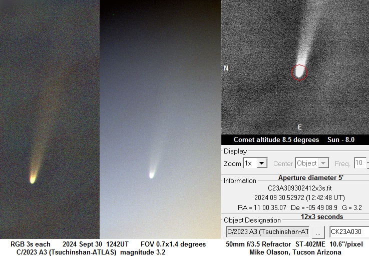Comet C/2023 A3 (Tsuchinshan-ATLAS) has a Dark Lane in its Tail - Sky ...