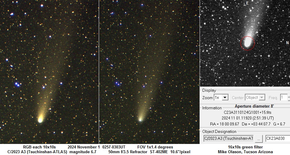 Comet C/2023 A3 (Tsuchinshan-ATLAS) on 2024 November 1 - Sky & Telescope