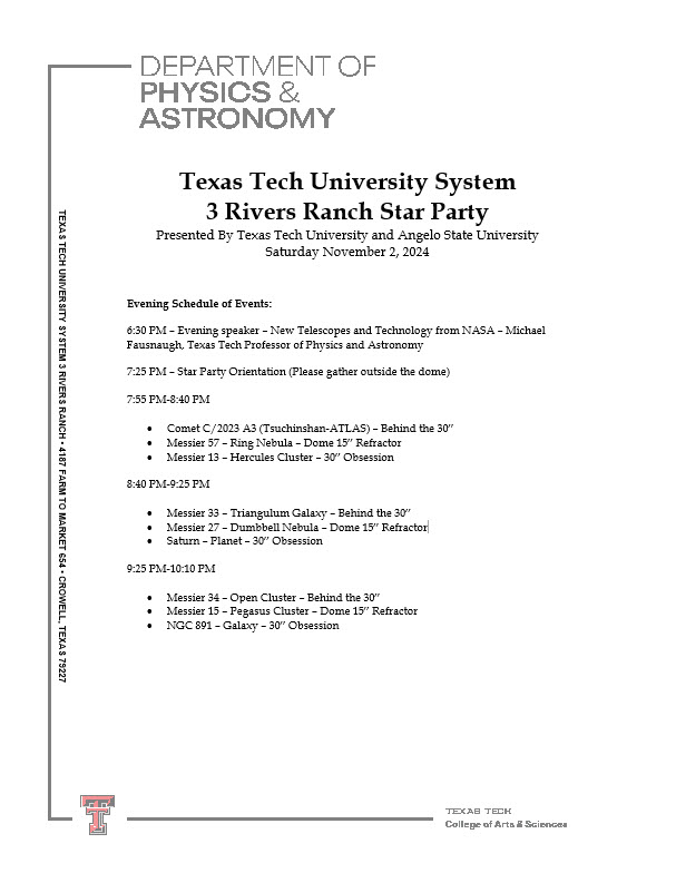 Texas Tech University System 3 Rivers Ranch Star Party - Sky & Telescope