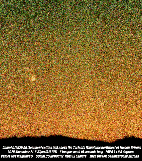 Comet C/2025 A6 (Lemmon) setting - Sky & Telescope