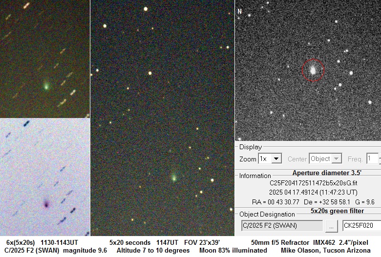 Comet C/2025 F2 (SWAN) morning of April 17 - Sky & Telescope