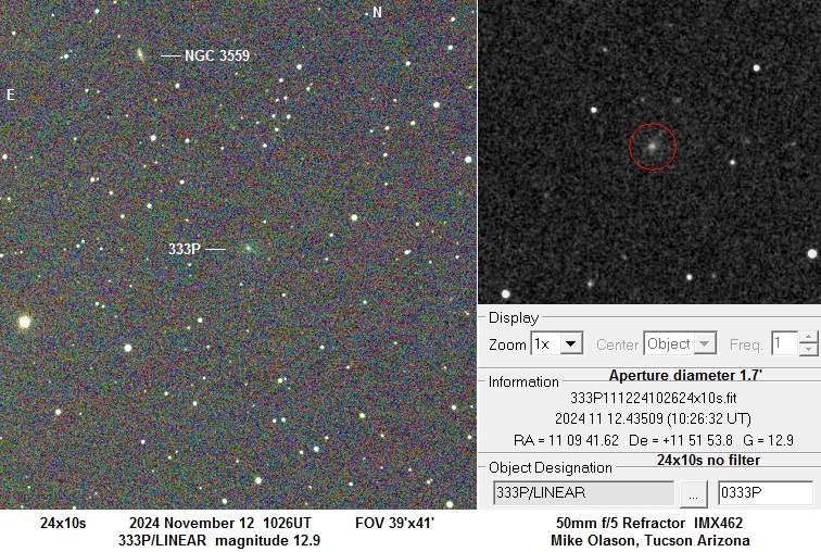Comet 333P/LINEAR 2024 November 12 - Sky & Telescope - Sky & Telescope