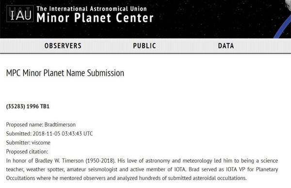 Bradley Wells Timerson, 1950 – 2018 - Sky & Telescope