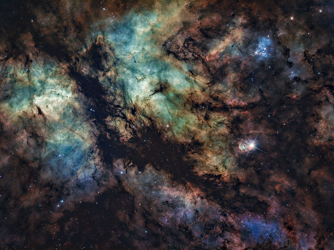 Sadr and the Butterfly Nebula in the Hubble Palette - Sky & Telescope