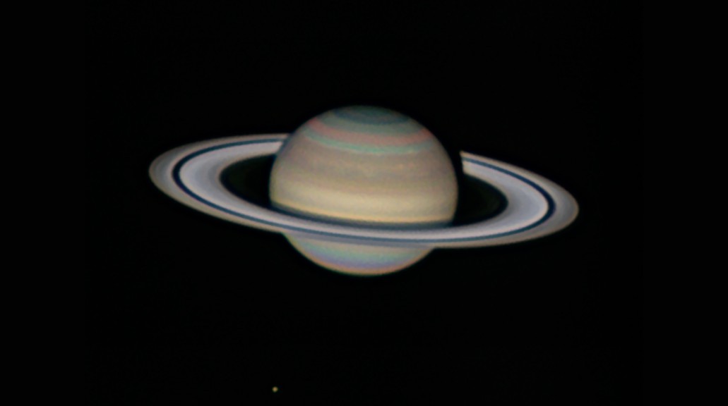 Saturn and Rhea | Brian Combs - Sky & Telescope