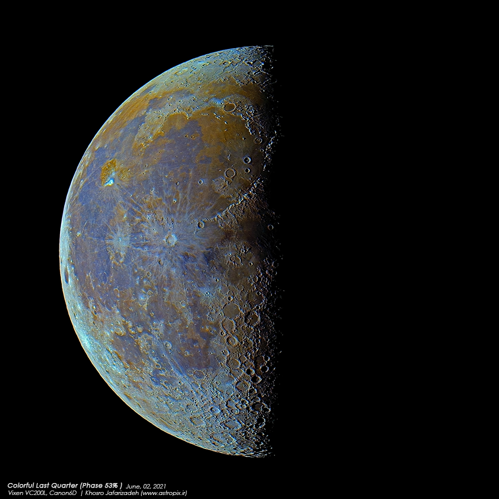 Colorful Last Quarter Moon - Sky & Telescope