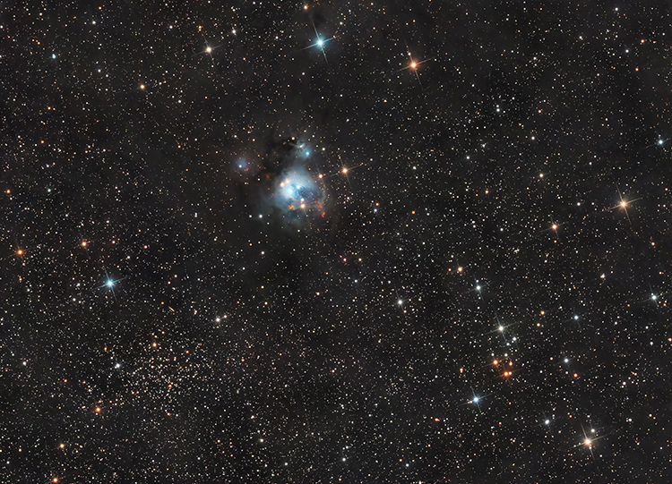 Rosebud Nebula, NGC 7142 cluster and a lot of bright stars - Sky ...