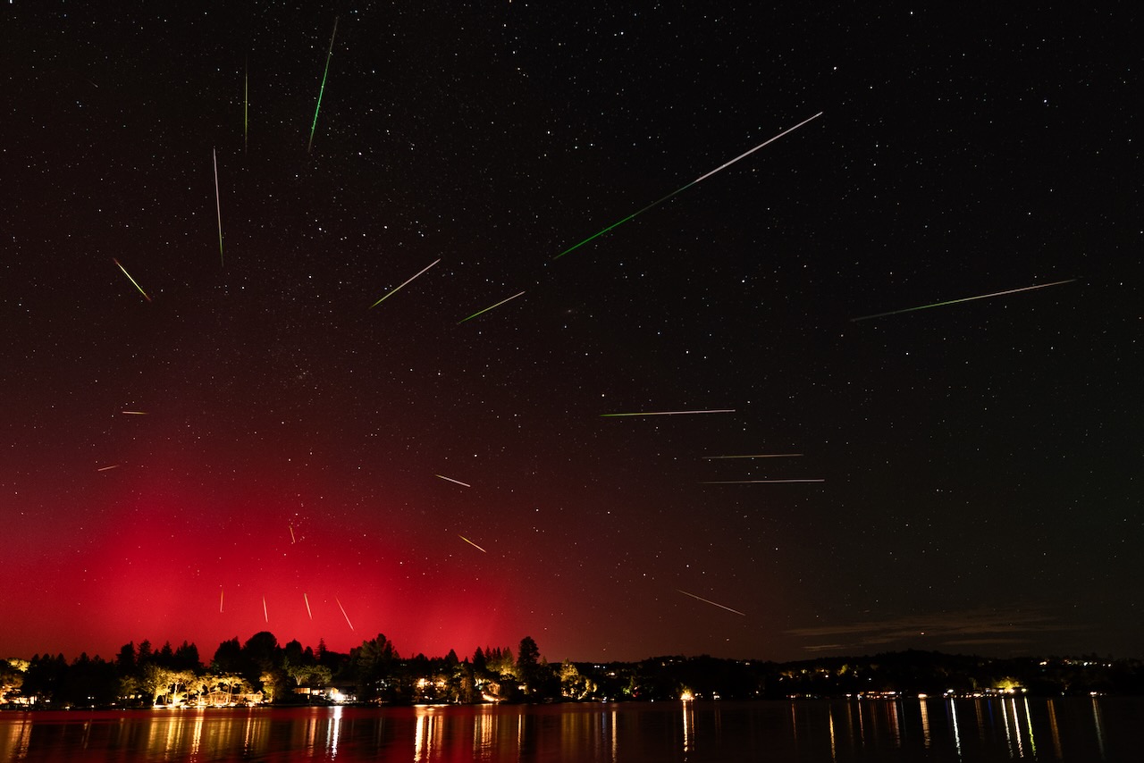 Perseid Composite with Aurora - Sky & Telescope - Sky & Telescope