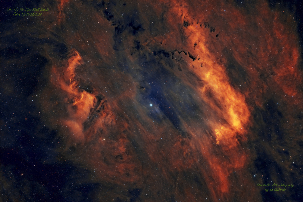 SH2-119 The Clamshell Nebula in fall colors - Sky & Telescope
