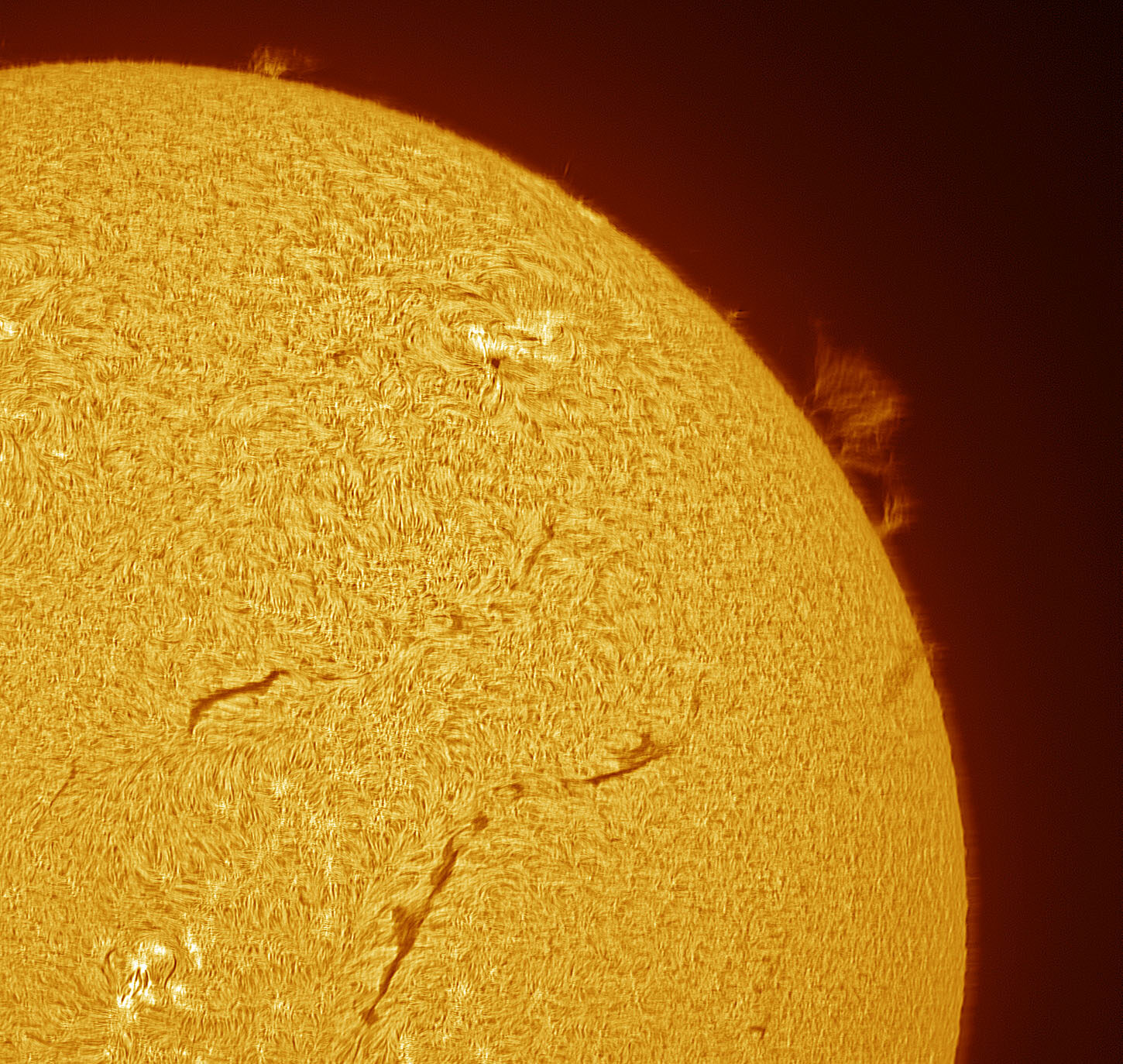 Sunspot 3245 with Large Prominence - Sky & Telescope