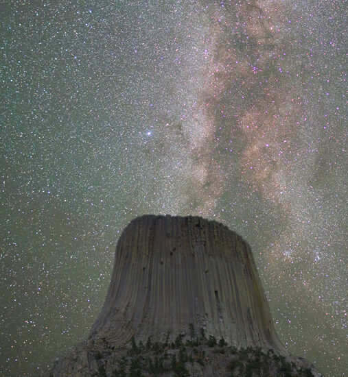 Devil's Tower Milky Way and Meteor - Sky & Telescope