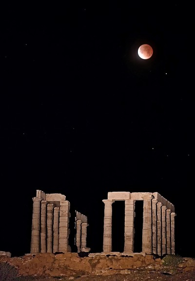 Lunar eclipse over Ancient Greek Temple | John Doukoumopoulos - Sky ...